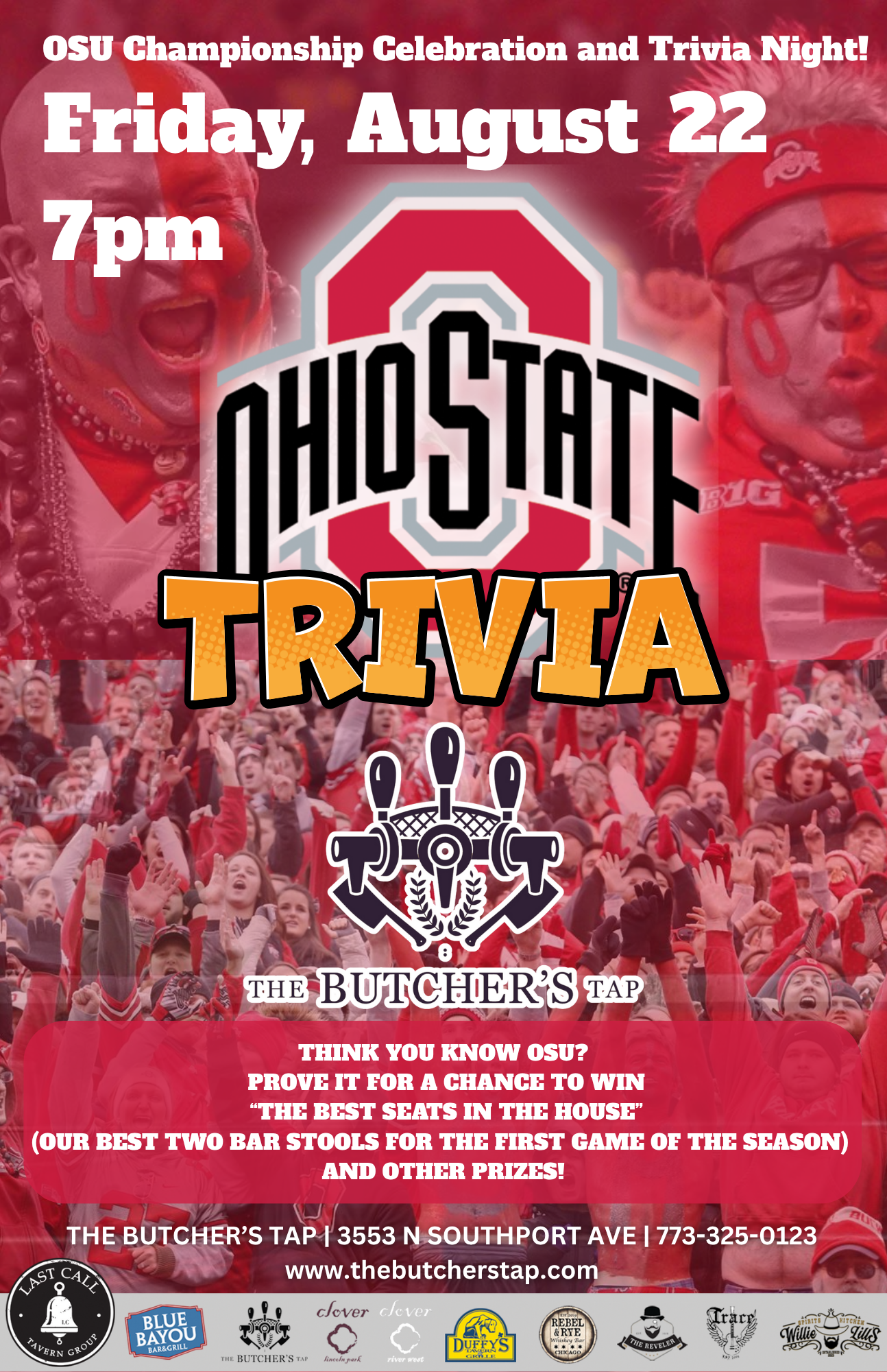 Ohio State Trivia Night – Friday, August 22 @ 7PM – Butchers Tap
