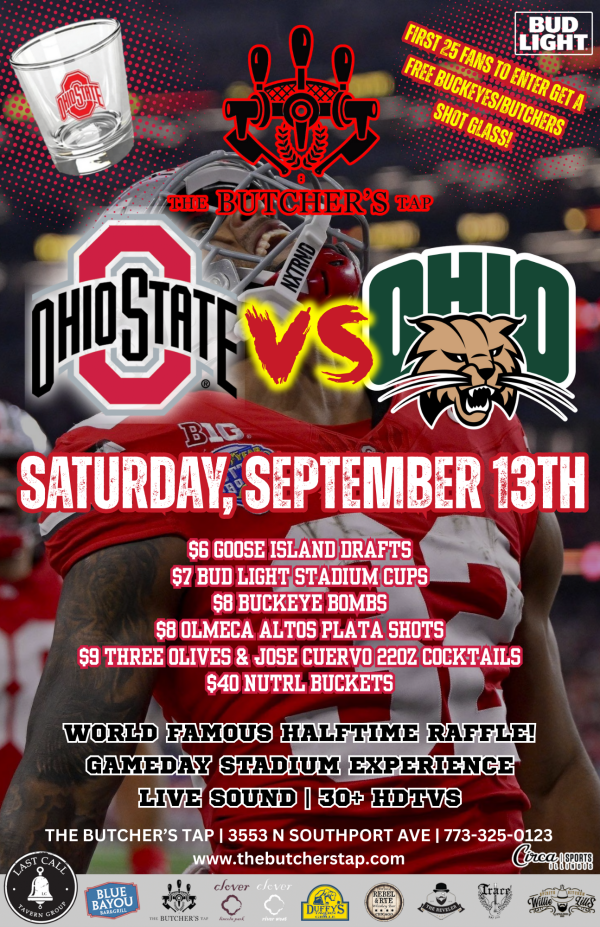 Ohio State vs Ohio – Saturday, September 13th – Butchers Tap