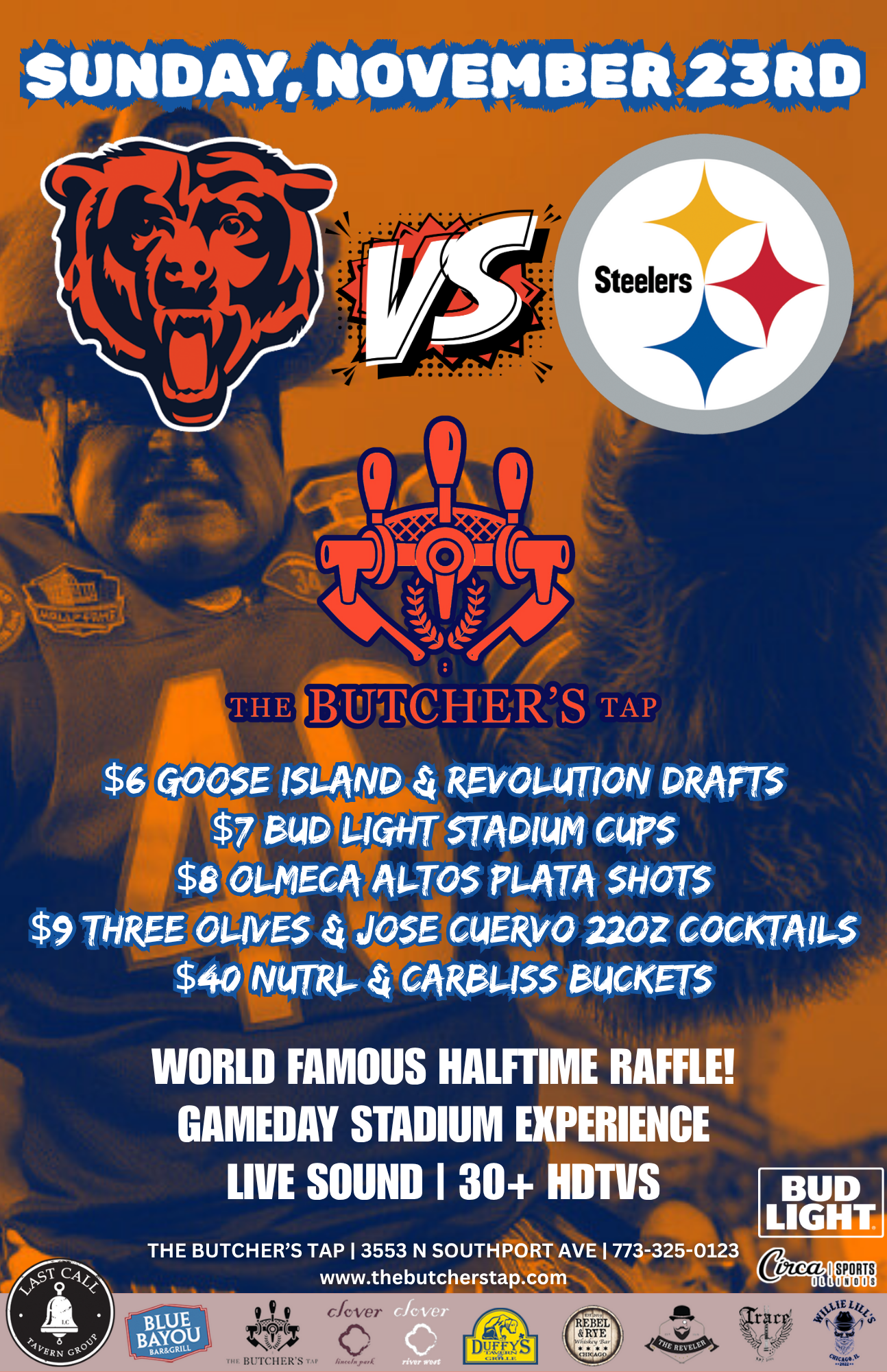 Bears vs Steelers @ The Butcher’s Tap – Sunday, November 23rd ...